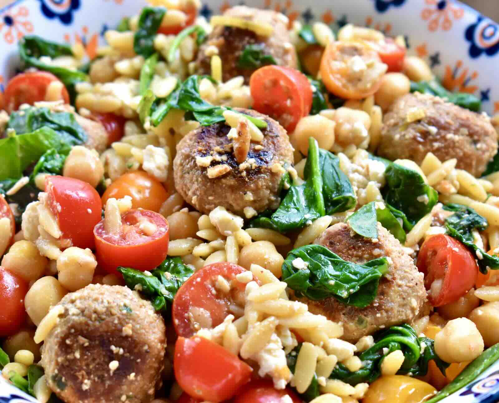 Warm Orzo Salad with Wild Turkey Meatballs - The Intrepid Eater